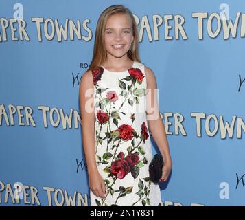 Meg Crosbie attends the premiere of "Paper Towns" at AMC Loews Lincoln ...