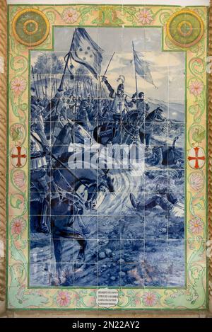 Azulejo tiles depicting Battle of Buçaco, verandah of Buçaco Palace ...