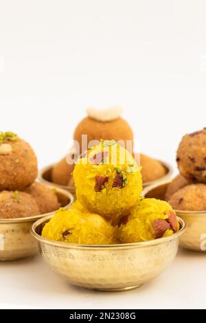 Traditional Indian Mithai Shahi Kesar Nariyal Honey Laddu, Ladoo Or ...