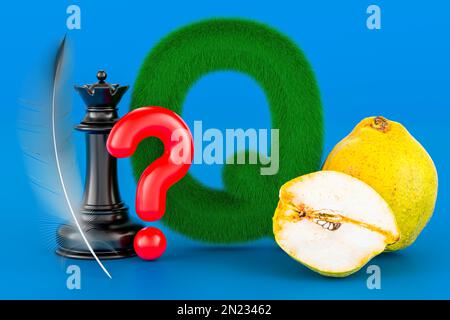 Kids ABC, Letter Q with quill. 3D rendering isolated on white ...