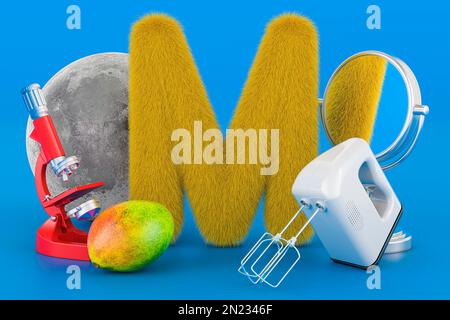 Kids ABC, Letter M with moon. 3D rendering isolated on white background ...