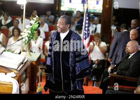 The Rev. Norvel Goff speaks during a prayer service at the Emanuel A.M ...