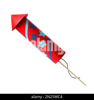 Firework rocket on white background. Festive decor Stock Photo - Alamy