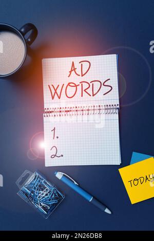 Writing displaying text Ad Words. Word Written on oversee and control ...