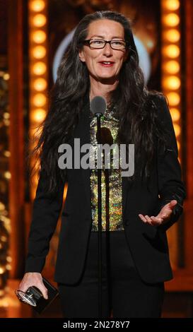 Paule Constable accepts the award for best lighting design of a play ...