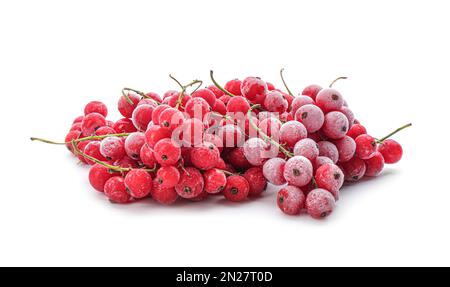 Heap of tasty frozen red currants on white background Stock Photo - Alamy