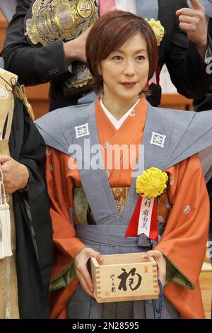 Japanese actress Mayumi Wakamura poses for photographers after the bean ...