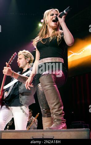 Cheyenne Kimball of Gloriana performs on stage at the Staples Center on ...