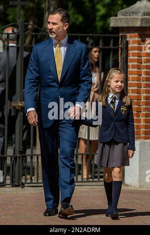 Spain's Princess Leonor, heir to the Spanish throne marches during a ...