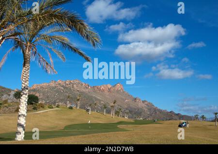 Aguilon Golf Club with Mount Aguilon, lawns and palm trees, Pilar de ...