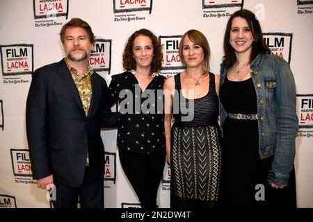 Shira Piven, from left, director Adam McKay and daughters Pearl McKay ...