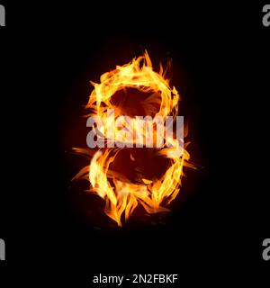 Flaming 2 on black background. Stylized number design Stock Photo - Alamy