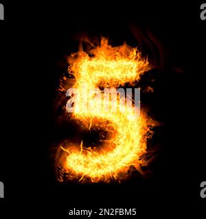 Flaming 6 on black background. Stylized number design Stock Photo - Alamy