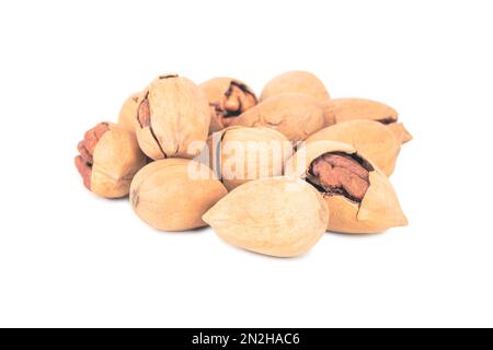 Bunch of inshell pecans on white background Stock Photo - Alamy