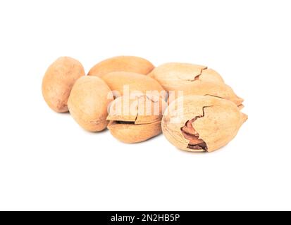 Bunch of inshell pecans on white background Stock Photo - Alamy