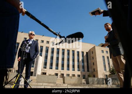 Freedom Watch attorney Larry Klayman speaks to reporters outside the ...