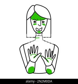 Female emotion of disgust color line illustration Stock Vector Image ...