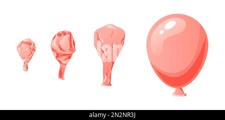 Cartoon inflatable balloon of various shapes and colors. Empty rubber ...