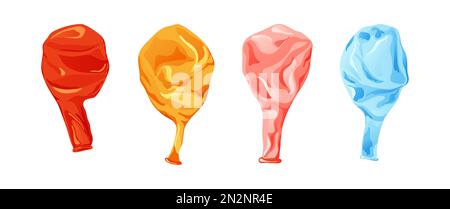 Cartoon inflatable balloon of various shapes and colors. Empty rubber ...