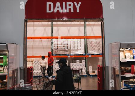 Customers seen shopping at Costco. The photo provide a visual glimpse ...