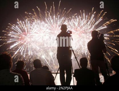 Fireworks from Polaris Fireworks AB of China fill the night sky at ...
