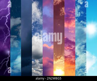 Photos of sky during different weather, collage. Banner design Stock ...