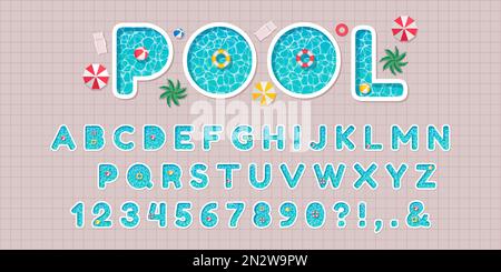 Pool top view. Swimming pools different shapes cartoon style, luxury ...