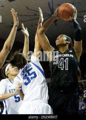 South Carolina's Alaina Coates (41) drives to the basket against UNC ...