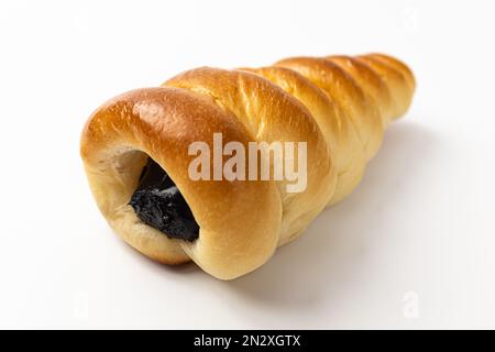 Bread with Chocolate Cream. cone shaped bread. sweet and soft dessert ...