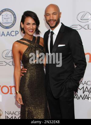 Jesiree Dizon, left, and Stephen Bishop arrive at the 46th NAACP Image ...