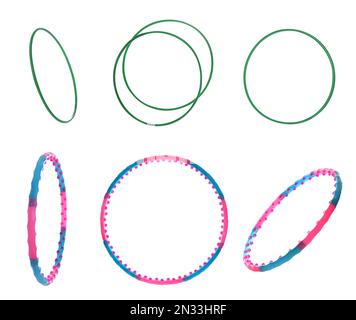 Set of hula hoops isolated on white. Banner design Stock Photo - Alamy