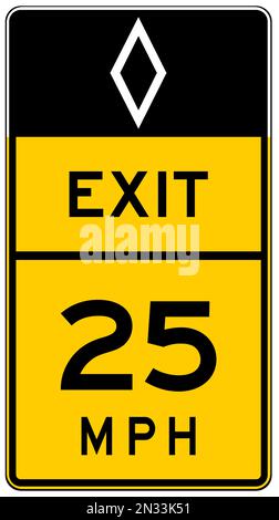 Advisory exit speed warning sign Stock Photo - Alamy