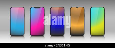 Smartphones with transparent screens. Device front view. Vector ...