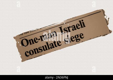 One-man Israeli consulate siege - news story from 1975 newspaper ...