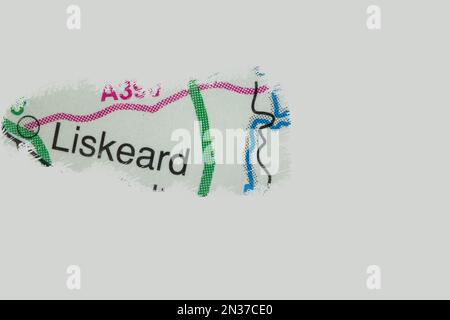 Liskeard, United Kingdom atlas map town name Stock Photo - Alamy
