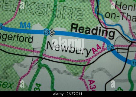 Newbury, United Kingdom atlas map town name - black and white Stock ...