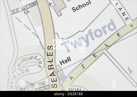 Twyford village, Hampshire, United Kingdom atlas map town name - black ...