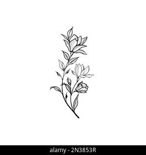 Beautiful sketch of a tattoo - a delicate twig with flowers . Flowers ...