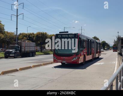 BOGOTA, COLOMBIA - SITP massive transportation system bus in movement ...