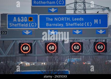Overhead gantry Motorway signs above the M6 before junction 8 for the ...