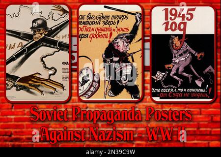 Soviet propaganda posters against Nazism, published during World War II ...