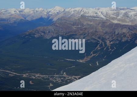 View at the summit of Mount Temple near Lake Louise at Banff National ...