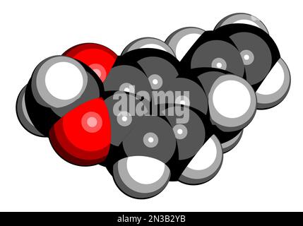 Safrole MDMA precursor molecule. 3D rendering. Atoms are represented as ...