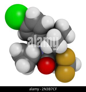 Isoflucypram fungicide molecule. 3D rendering. Atoms are represented as ...