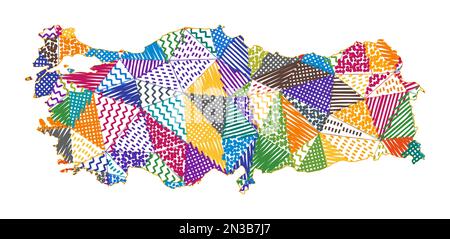 Turkey map hand drawn sketch. Vector concept illustration flag ...