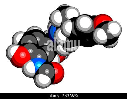 Formoterol drug molecule. 3D rendering. Atoms are represented as ...