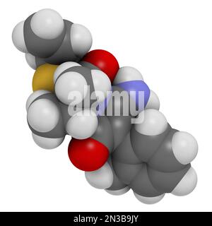 Fenpyrazamine fungicide molecule. 3D rendering. Atoms are represented ...