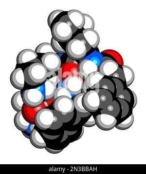Difelikefalin drug molecule. 3D rendering. Atoms are represented as ...