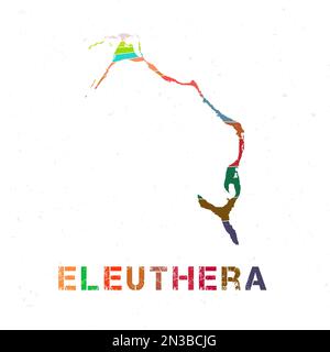Eleuthera map. Map of the island with beautiful geometric waves in red ...