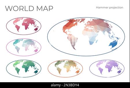 World Map. Hammer projection. Digital world illustration. Bright pink ...
